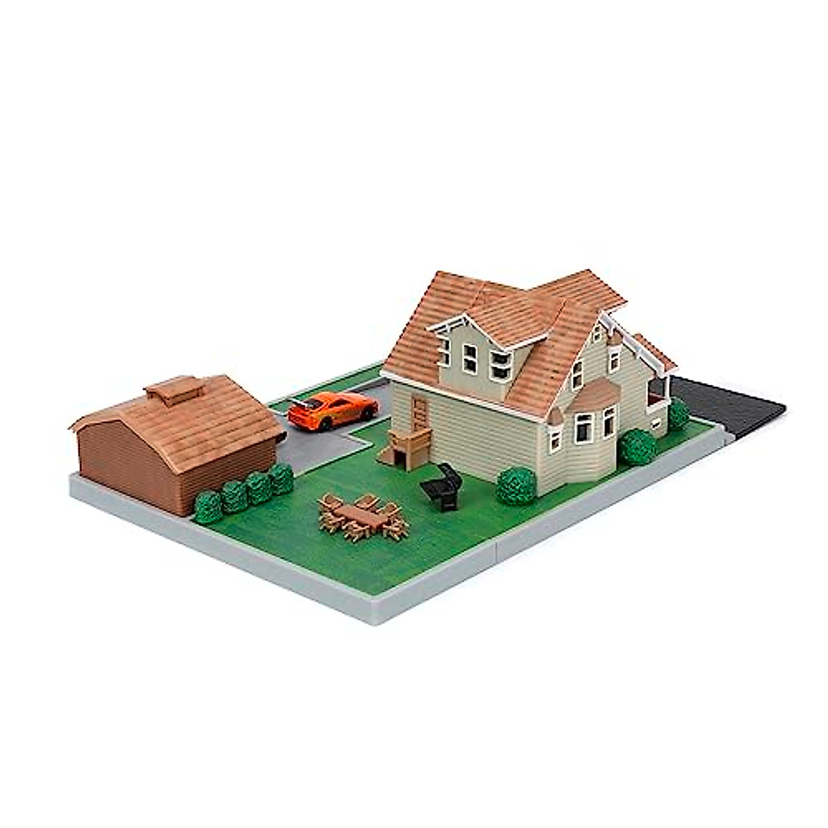 Jada -Toretto's Fast & Furious Garage House, Diorama Playset, Includes Two Nano Vehicles, Collectables (253203081)