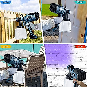 Paint Sprayer, Angseen HVLP Electric Spray Paint Gun with 4 Copper Nozzles & 3 Spray Patterns, Not Easy to Clog, Spray evenly. Paint Sprayers for Home Interior and Exterior, Furniture, Fence, Walls