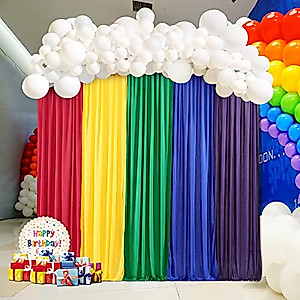 Rainbow Backdrop Curtains Rainbow Birthday Decorations for Unicorn Birthday Party Baby Shower Girl Decorations 5 Panels 2.5×7ft