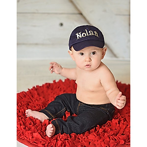 Melondipity Baby Boy Baseball Cap for Infants, Toddlers, Newborn - Cute Baby Sun Hat for Summer, Spring, Autumn - Personalized & Customized Keepsake Cap with Button Closure, Sun Protection (Navy Blue)