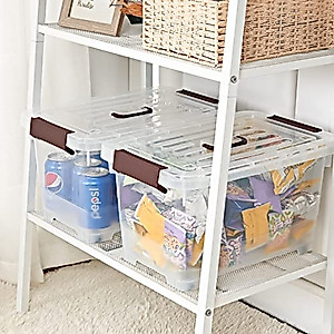 Krihan 14 L Plastic Storage Box with Latch Lid, Clear Latching Box, 6-Pack