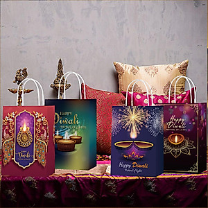 16 Pack Diwali Party Favor Bags Festival of Lights Goodie Gift Bags Diwali Theme Treat Bags Candy Bags for Diwali Party Indian celebration Supplies Decoration