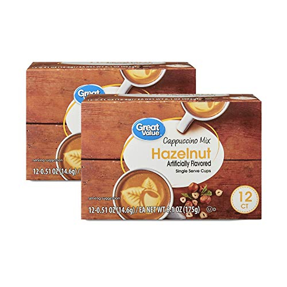 Great Value Cappuccino Coffee and Hot Drink Single Serve Pods, 12 Count (Hazelnut Cappuccino, Pack of 2)
