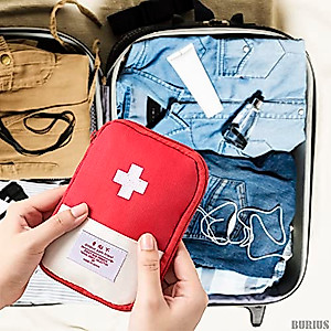 BURIUS Empty First Aid Bag Emergency Kit - 2Pcs Travel Size Survival Kit Small Medicine Bag, 7.1х5.1inch size, Office First Aid Kit Outdoor First Aid Kit For Car - Home First Aid Empty Medicine Bag