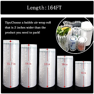 YUANSHAO Bubble Cushioning Wrap Roll,14inx164ft,Inflatable Bubble Cushioning Roll for Heavy Duty Packing/Moving,Breakable Shipping Supplies,Packing Materials,with 30 Fragile Stickers and Pum