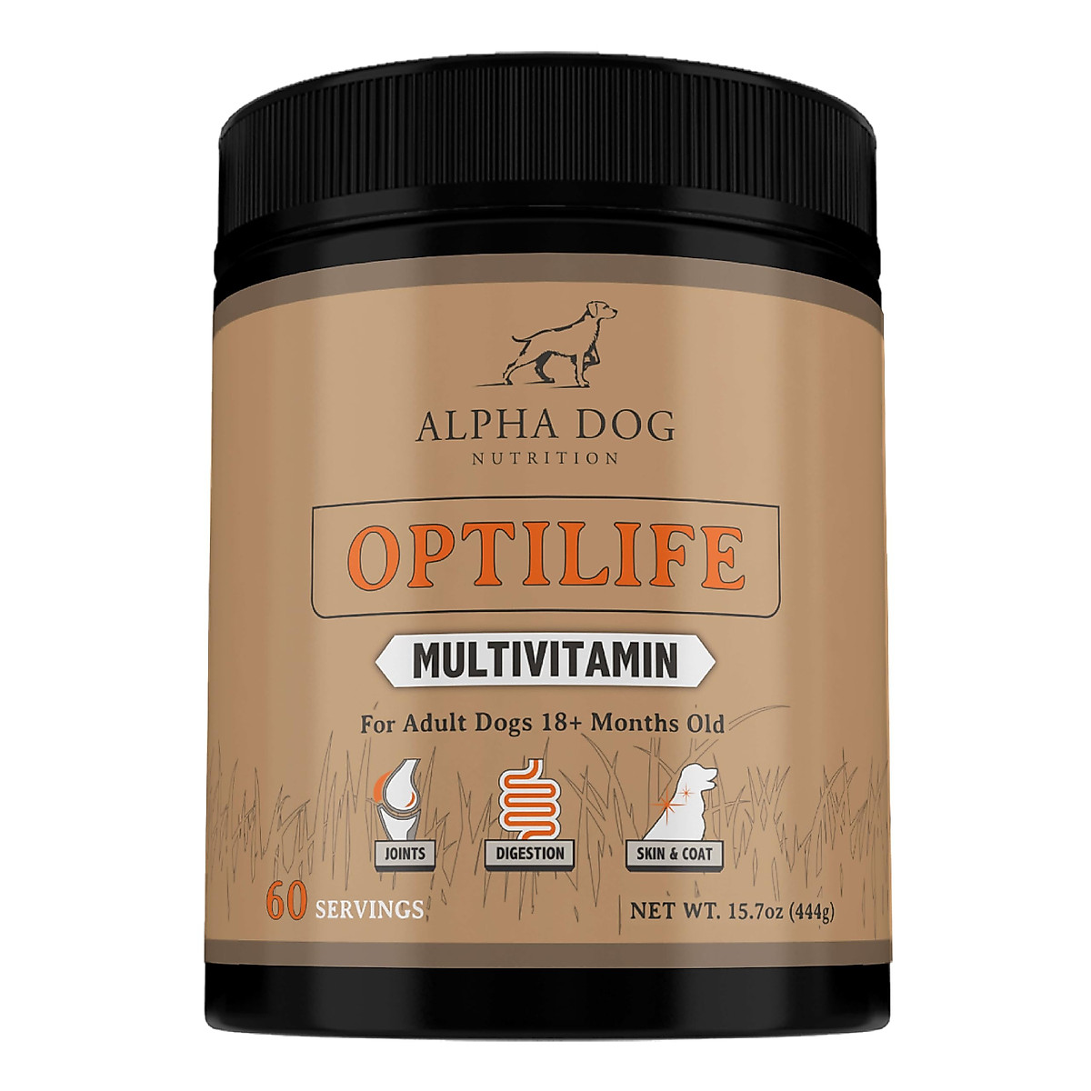 OptiLife Multivitamin for Adult Dogs - Contains Probiotics, Allergy Support, Joint Support, Muscle Recovery, and Skin & Coat Support - Powder Supplement (60 Servings)