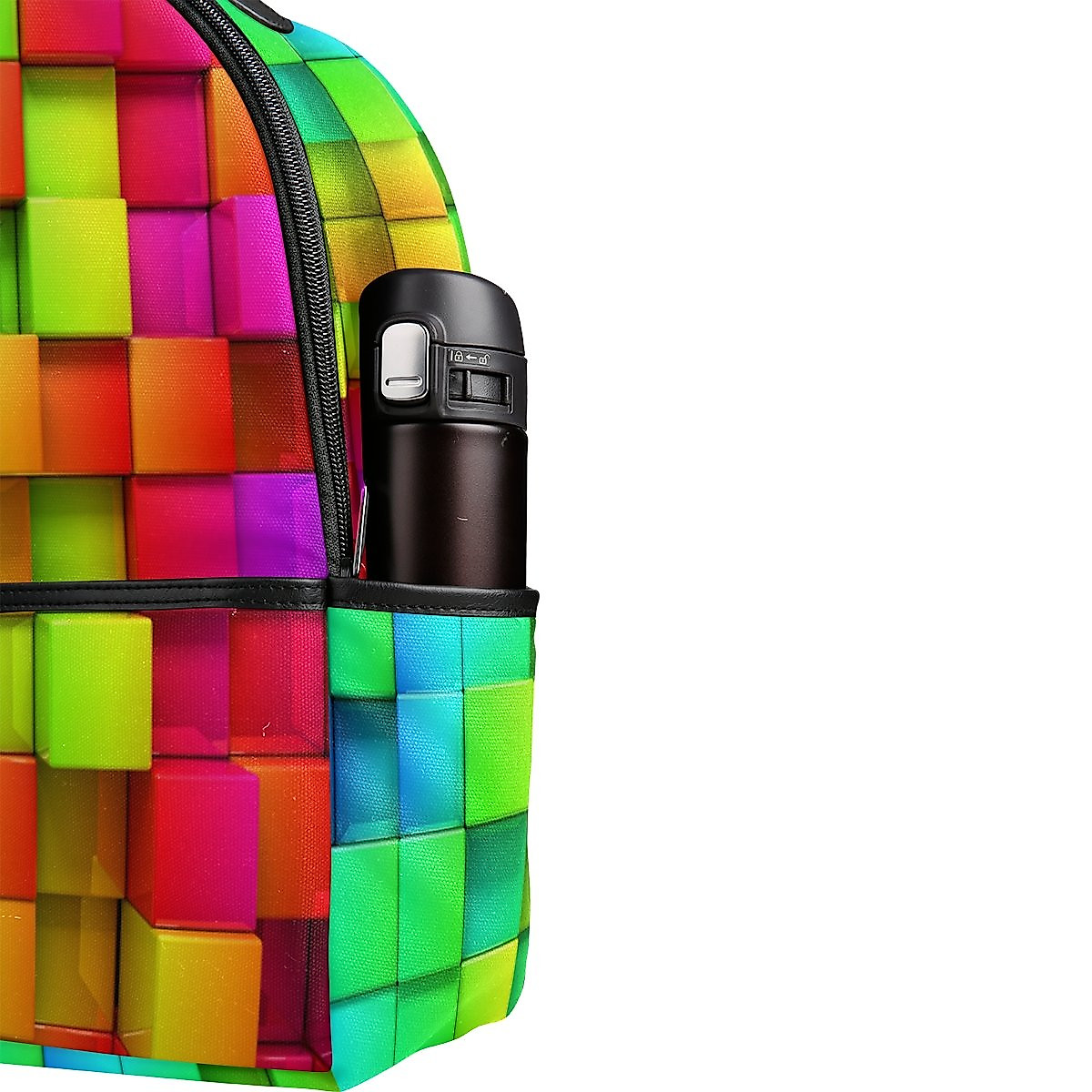 YZGO Striped Rainbow Children School Backpacks for Boys Girls Youth Canvas Bookbags Travel Laptop Bags