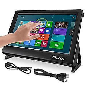 ETEPON Capacitive Touch LCD Display HDMI Input 1024× 600 with Case Stand for 7 Inch Raspberry Pi Screen (EP711), Black