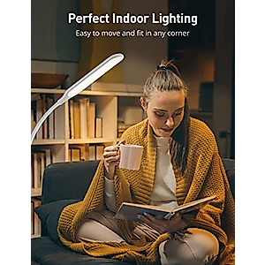 LED Floor Lamp, sympa Floor Lamp Features 4 Color Temperatures & 4 Brightness Levels, Standing Lamp with Adjustable Gooseneck, Touch Control, Stable Base Lamp for Living Room, Bedroom, Office