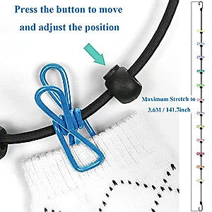 Travel Clothesline with 12 Clothespins, Windproof Portable Clothesline for Outdoor Travel Gadgets, Camping Accessories, Indoor Laundry Drying, RV Accessories, Junvaia Stretchy Retractable Clothes Line