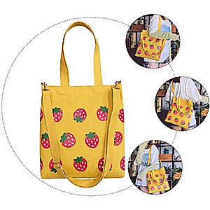 Amosfun hobo Bag Crossbody 1 Pc Canvas Bag Strawberry Printed Woman Crossbody Bag Shoulder Bag (Yellow)
