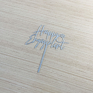 NSHYXXSPY Happy Engagement Cake Topper, Mirror Silver Just Engaged Cake Topper, Bridal Engagement, We're Engaged Wedding Decoration for Wedding Party Cake Decorations Supplies