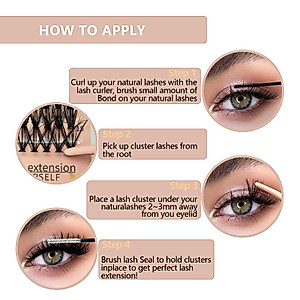 DIY Lash Extension Kit 280Pcs 30D 40D Individual Lashes Clusters With Lash Bond and Seal and Lash Applicator 10-16mm Mix D Curl volume Lashes Wispy DIY EyeLash Extension Kit At Home, By FOINEMYED