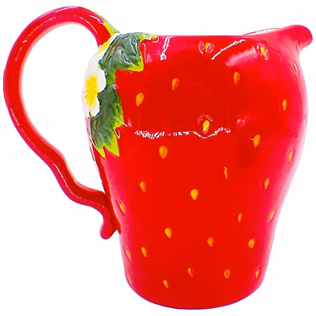 First of a Kind Glossy Rosy Red strawberry pitcher, red ceramic strawberry jug, strawberry kitchen pitcher for water, lemonade