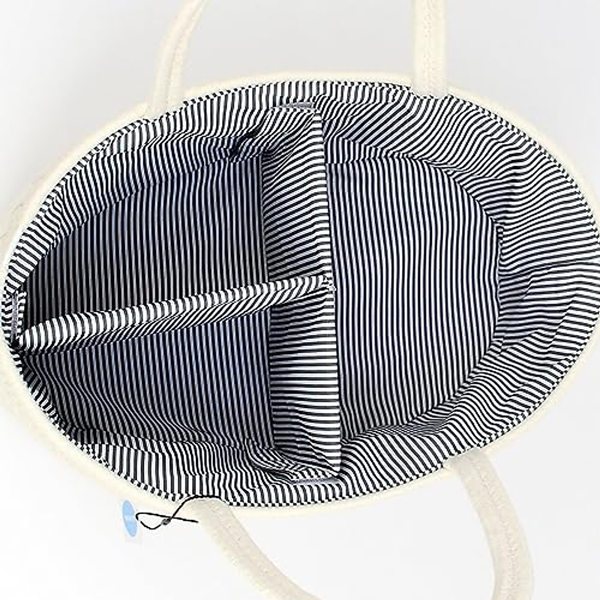 Casaphoria Woven Sundries Hamper Cotton Rope Basket Baskets for Storage,Storage Caddy,Cotton Basket,100% Cotton Car Organizer with Handle,Basket for Gift,Cream White(14.2"x8.5"x7.1")