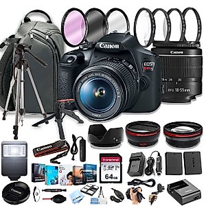 Canon EOS Rebel T7 DSLR Camera w/EF-S 18-55mm F/3.5-5.6 Zoom Lens + 100S Sling Backpack + 64GB Memory Cards, Professional Photo Bundle (40pc Bundle)