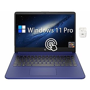 HP 14 Inch Touchscreen Business Laptop, AMD Ryzen 7 5700U, 32GB RAM, 1TB SSD, Windows 11 Pro, SD Card Reader, Long Battery Life, Blue, PCM