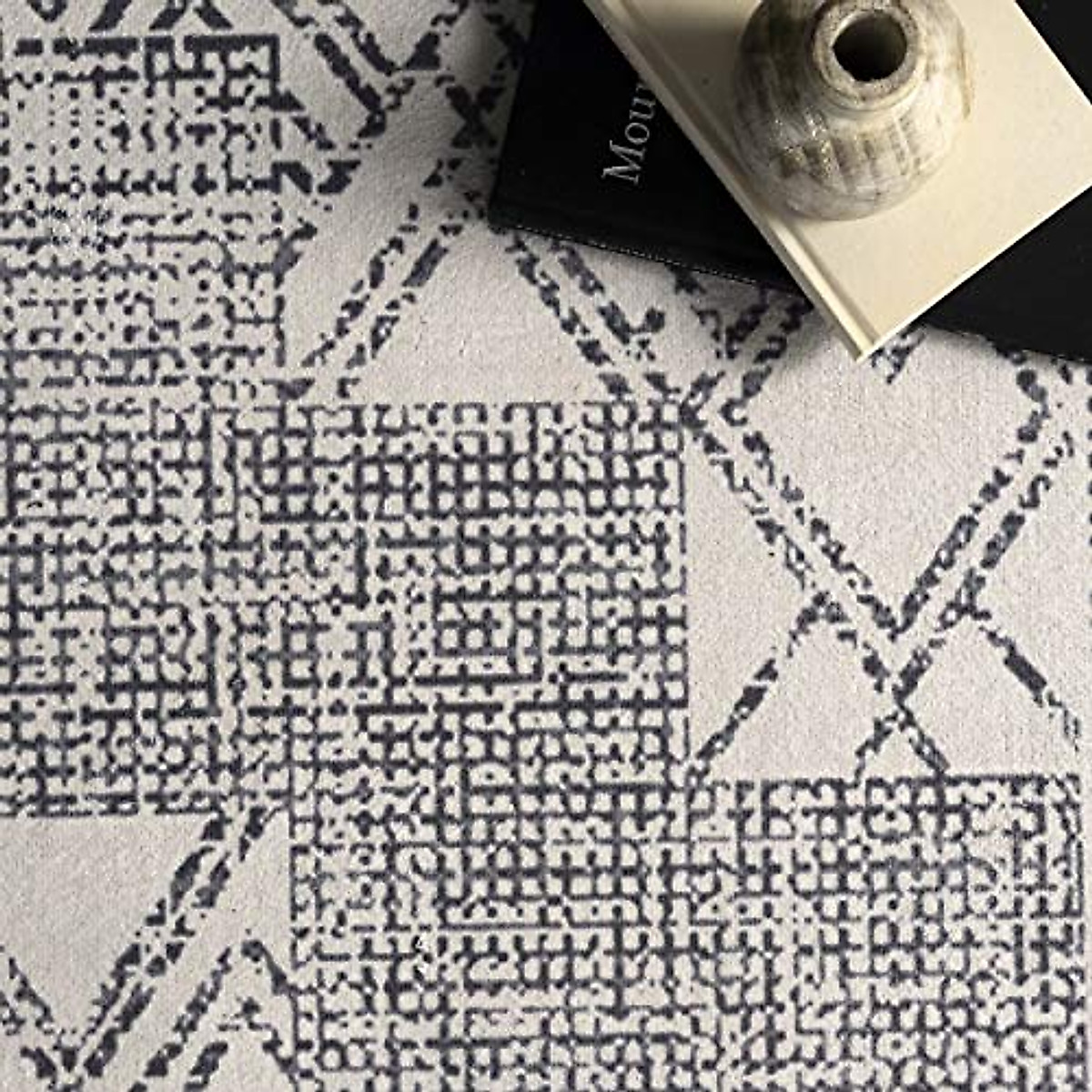 nuLOOM Mia Machine Washable Geometric Medallion Area Rug, 5' x 8', Light Grey