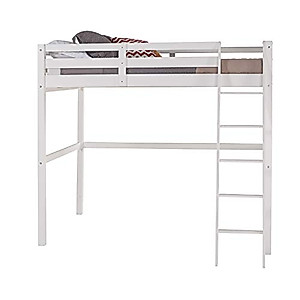 Camaflexi Tribeca Solid Wood High Loft Bed Frame / 14 Wood Slats Support / No Box Spring Necessary/ Easy Assembly / Twin - White