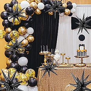 Cadeya 8 Pcs Star Balloons, Huge Black Explosion Star Aluminum Foil Balloons for Birthday, Baby Shower, Wedding, Bachelorette Party, Black Party Decorations Supplies