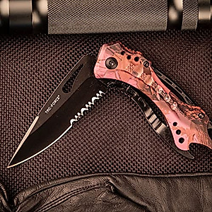 Tac-Force- Spring Assisted Folding Pocket Knife – Black Stainless Steel Blade with Black Aluminum Handle, Bottle Opener, Glass Punch and Pocket Clip, Tactical, EDC, Rescue - TF-705BK