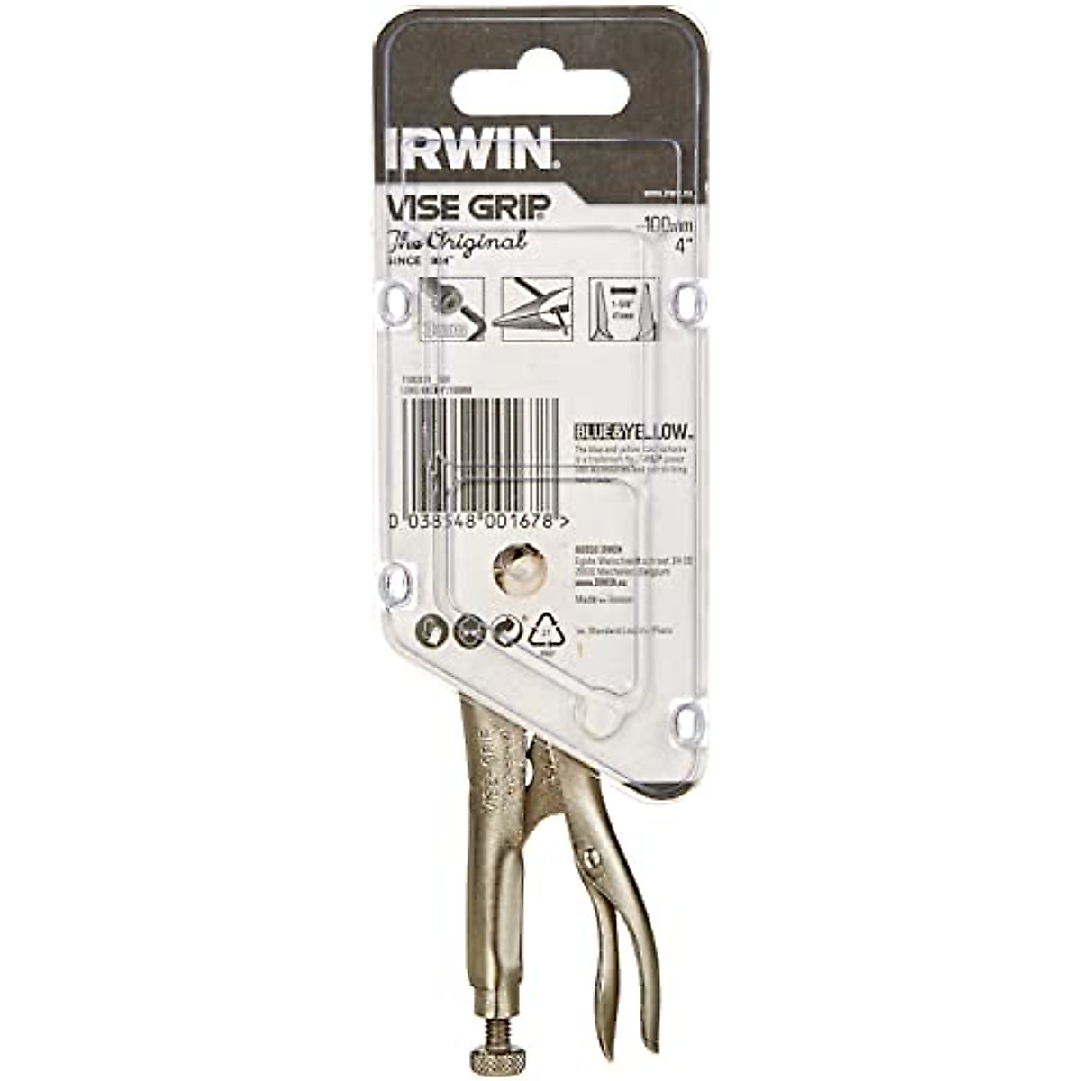 IRWIN VISE-GRIP Original Locking Pliers, Long Nose, 4-Inch (1602L3),Silver,100mm