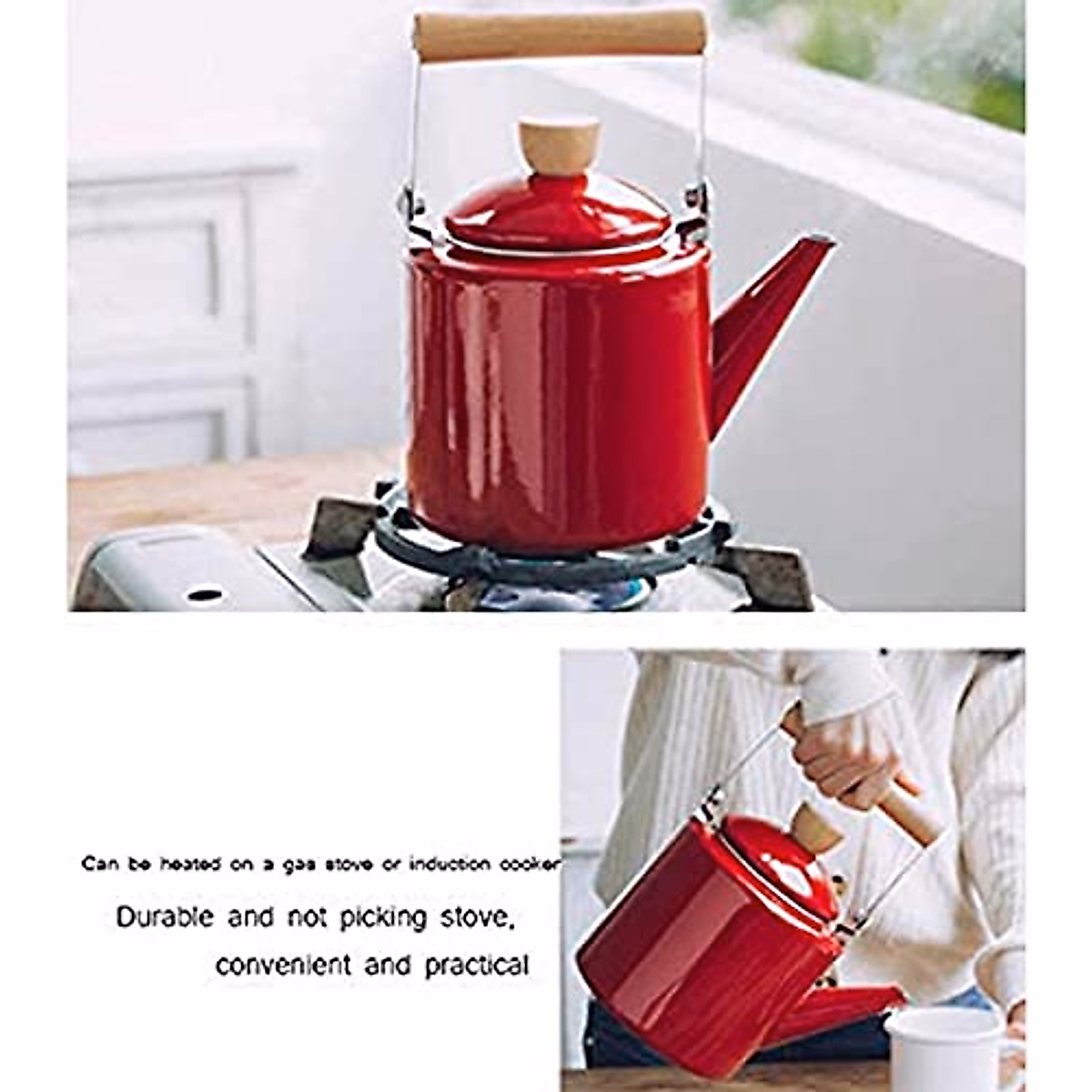 WYOERN Coffee Kettle Stainless Steel, Kettle Stainless Steel, Pour Over Coffee Kettle，Induction Cooker Gas General Teapot, teapot Large teapot for Cosy Tea infusers-Red