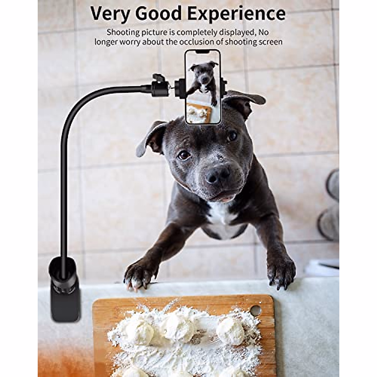 Gooseneck Phone Holder for Bed / Desk, Flexible Phone Holder with 360 Adjustable Clamp Clip, Overhead Phone Mount, for Cookie Decorating, Recording or Watching Video TikTok Blog Crafting Drawing