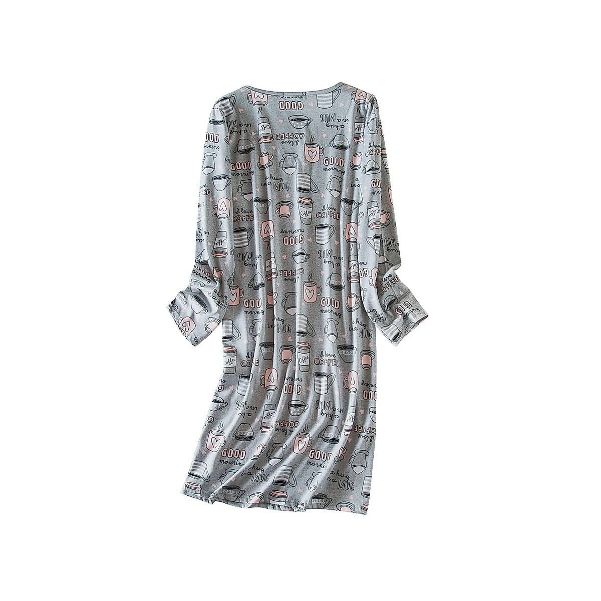 Long Sleeve Nightgowns for Women Soft Cotton Night Shirts Sleepwear Cartoon Night Gown Sleep Shirt Pajama Dress