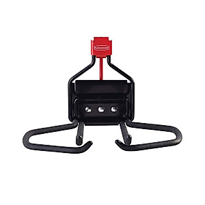 Rubbermaid Outdoor Metal Backyard Storage Accessories Shelf, Black and Rubbermaid Storage Shed Mounted Power Tool Holder Accessory