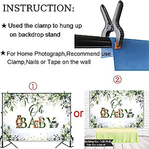 Sensfun Woodland Baby Shower Backdrop Oh Baby Greenery Forest Jungle Animals Photography Background Woodland Creatures Baby Shower Party Banner Decorations (7x5ft)