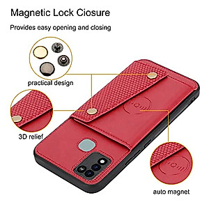 Protective Phone Cover Case Wallet Case for Infinix Smart 5, Leather Case with Card Holder, Double Magnetic Clasp and Durable Shockproof Cover for Infinix Smart 5 Case,Magnetic Phone Case for Car