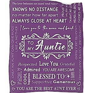 Aunt Blanket Gifts for Aunts from Niece for Mothers Day Birthday Thanksgiving Christmas Blanket Throw Soft 60" x 50"