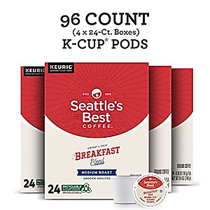 Seattle's Best Coffee K-Cup Coffee Pods—Medium Roast Coffee—Breakfast Blend for Keurig Brewers, 100% Arabica—4 boxes (96 pods total)