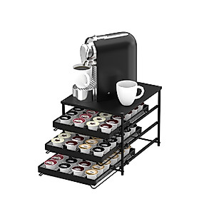 Simple Trending 3-Tier Coffee Pod Storage Drawer Holder for K-cup Coffee Pods, 72 Pods Capacity, Black