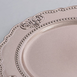 MAONAME 13" Rose Glod Charger Plates, Set of 6, Antique Charger Plates, Plastic Plate Chargers, Wedding Reception Chargers Plate Chargers for Dinner