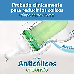 Dr. Brown's Natural Flow Anti-Colic Options+ Narrow Baby Bottle, Pink Floral, 8 oz/250 mL, with Level 1 Slow Flow Nipples, 0m+, 4 Pack