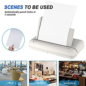 Electric 3 Hole Paper Punch, VEYETTE Heavy Duty Commercial Hole Puncher with Adapter for Office School Studio, 30 Sheet Capacity,Color Gray