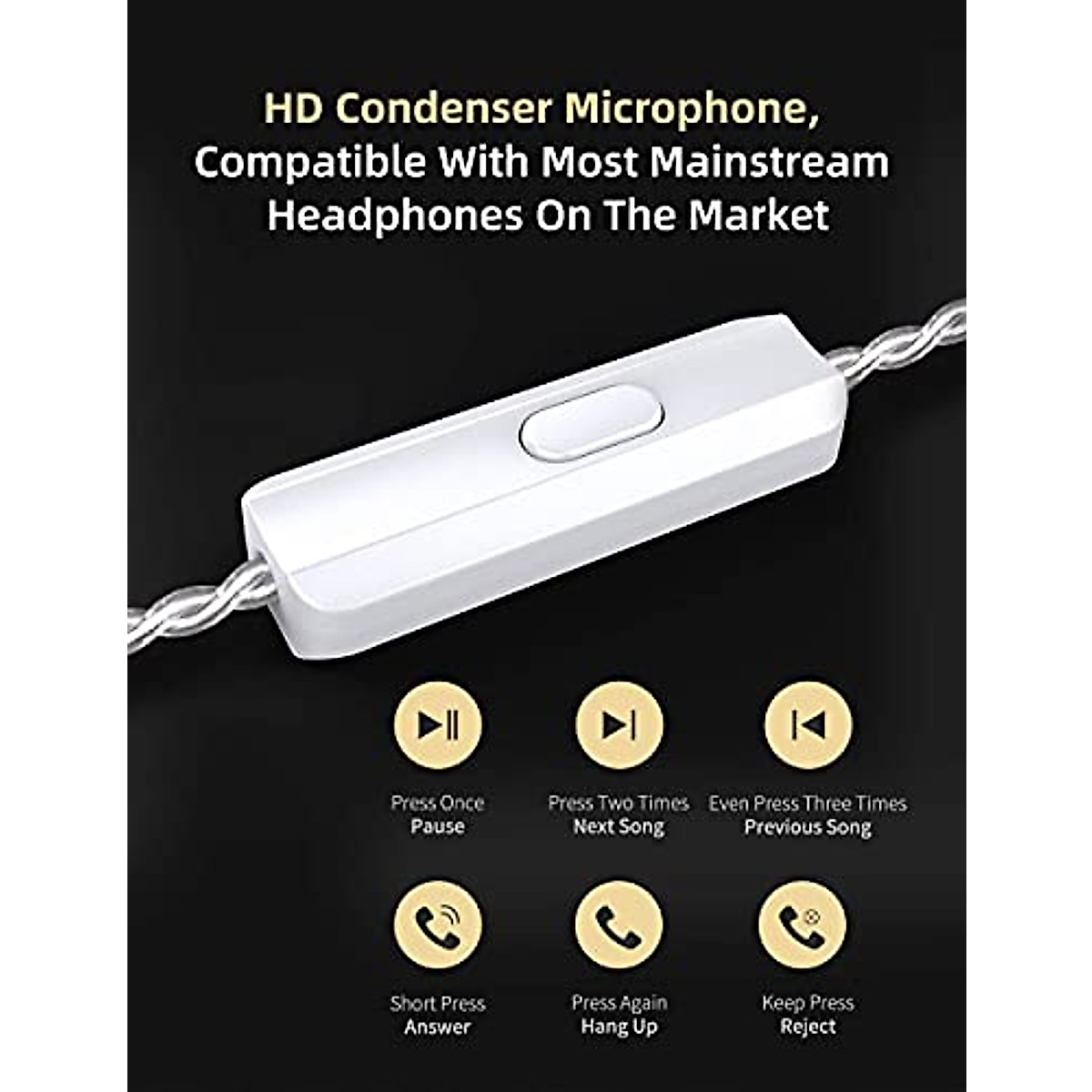 Kinboofi KZ ZSN PRO X in Ear Earphone 1BA 1DD HiFi Bass Earbuds Headphone, Noise Cancelling Headset Metal IEM with Removable C Pin Cable (Black with Microphone)