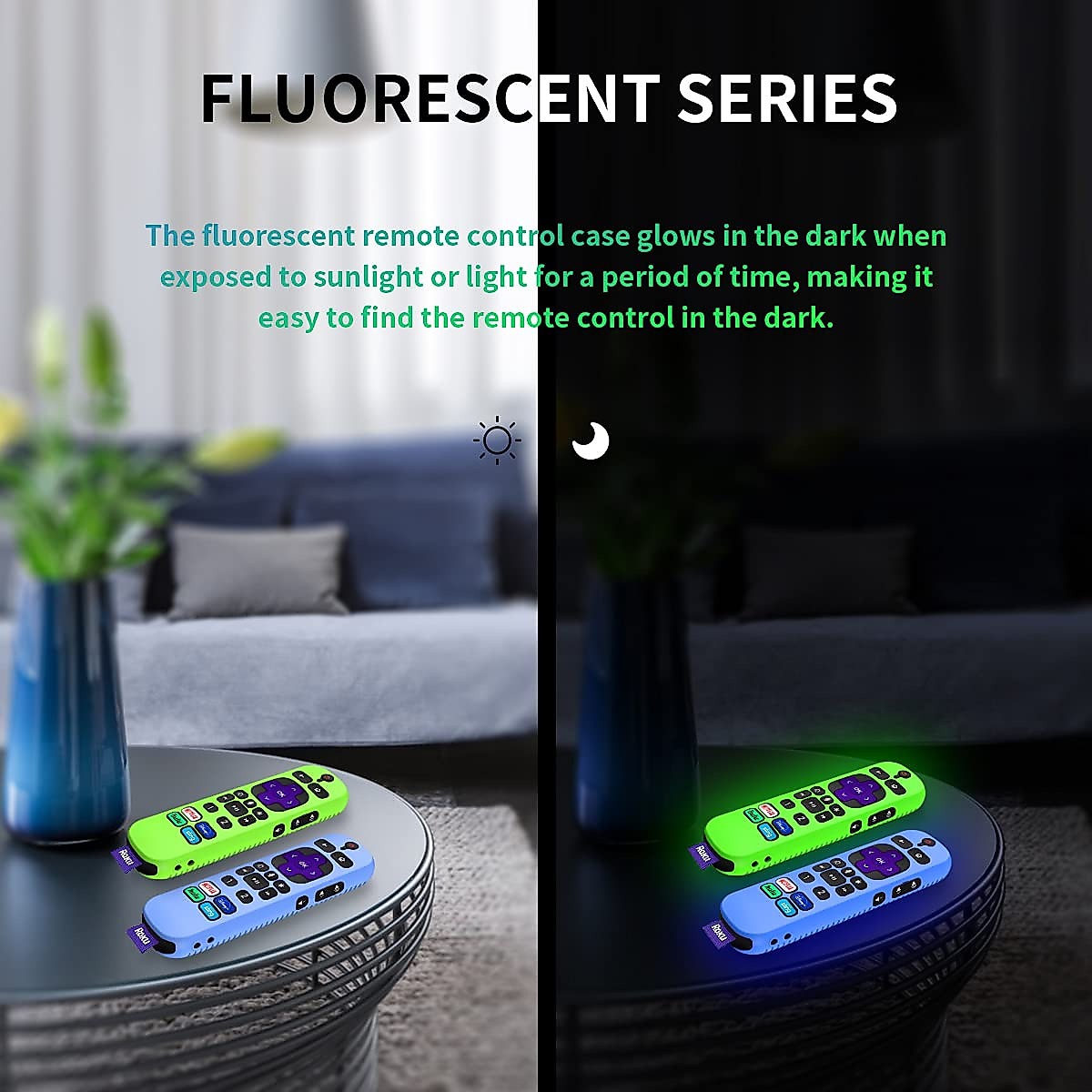 [3Pcs] Case for Roku Voice Remote Pro 2021(Only for 2021 Released), Anti Slip | Shockproof Silicone Protective Cover for Roku Voice Pro Remote Controller with Lanyard(Glow Blue+Glow Green+Red)