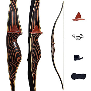 Deerseeker Archery 54" Traditional Bow Hunting Longbow with Bamboo Core Limbs Handmade Recurve Bow RH/LH for Targeting Practice Shooting Youth & Adults Bow Set 20-80lbs