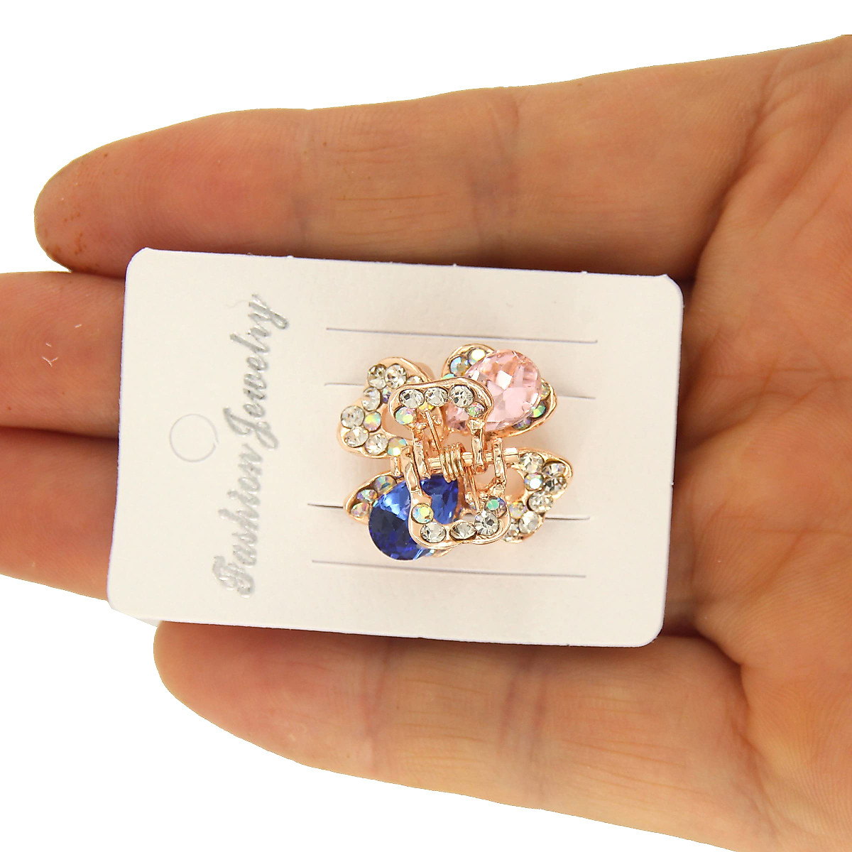 Yeshan Rhinestone and Crystal Metal Jaw Claw Hair Clip,Small Butterfly Design Barrettes for Women,pack of 6.