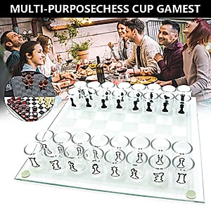 Nirelief Chess Set for Adults, Chess Board, Chess Sets Glass Chess Set Chess and Wine Cup Game Shot Drinking Glass Chess Set for Adult
