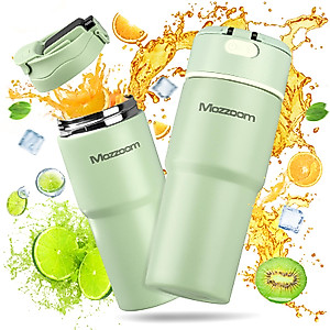 Portable Blender for Smoothies and Shakes,Personal Blender, 15 oz Vacuum Insulated Stainless Steel Keep Cold or Hot,BPA Free,USB Rechargeable,Travel Blender for Anywhere,Green（1 Pack)