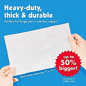 Petkin Pet Wipes for Dogs and Cats, 200 Wipes - Large Pet Wipes for Dogs and Cats - Cleans Ears, Face, Butt, Body and Eye Area - Convenient, Ideal for Home or Travel - 2 Packs of 100 Wipes