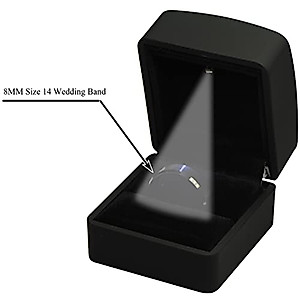 LED Black Ring Box for Proposal, Wedding, Engagement, Birthday, Valentine' Day, Mother's Day, Father's Day, Christmas...Luxury Arc Shaped Top Design LED Ring Jewelry Gift Box with Light for Men for Women for Girls Box Dimension 2.28〞(W)*2.48〞(D)*1.65〞(