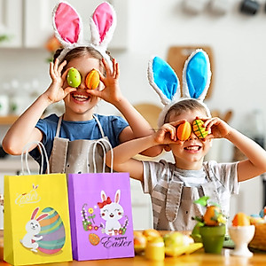 48 Pcs Easter Bunny Gift Bags with Handle, Easter Egg Candy Bags Easter Bags for Treats Easter Egg Hunt Bags Easter Paper Bag for Party Supplies, Goodie Treat Bag