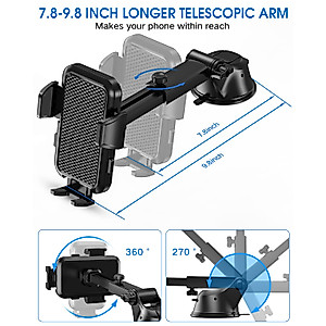 EOCAHO Car Phone Holder Mount, Upgraded Super Strong Suction Power Phone Mount for Car Dashboard Windshield Air Vent, Universal Cell Phone Holder Car Compatible with iPhone Samsung All Phones