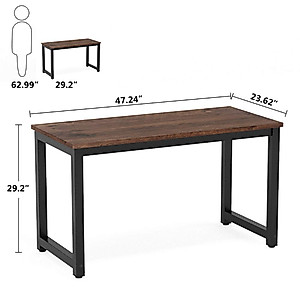 Tribesigns Modern Simple Computer Desk, 47 inch Vintage Office Desk Computer Table, Study Writing Study Desk Workstation for Home Office, Rustic Brown