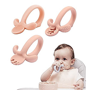 Baby Spoons Set First Stage, HOFISH Toddler Spoons and Fork Set for Baby Led Weaning-100% Silicone Baby Utensils for Babies - Baby Feeding Spoons Set Self Feeding 6 Months+, Dark Pink 3 Packs